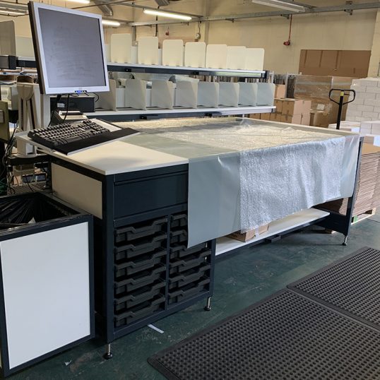 Packing benches manufactured in the UK by Spaceguard