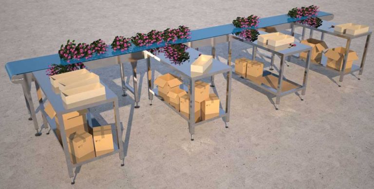 Flower Packing Workstations & Conveyor Systems - made in UK