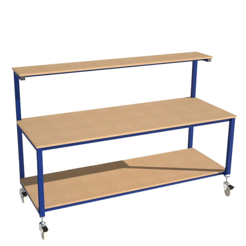 Mobile Packing Table with Shelves - Made in UK by Spaceguard